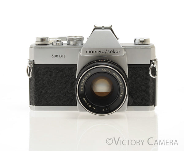 Mamiya 500 DTL Chrome 35mm SLR Camera w/ 50mm f2 Lens -No Meter- [EXC-