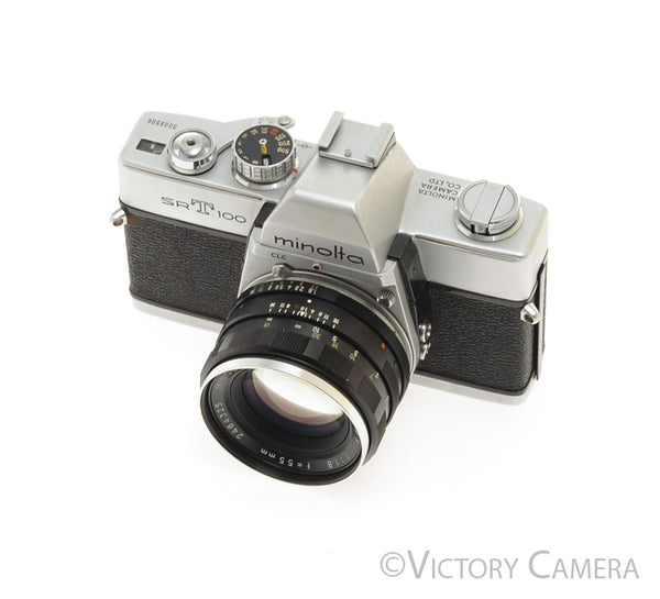 Minolta SRT 100 Chrome 35mm Camera w/ 55mm f1.8 Lens (Stop Down Meter)