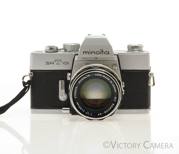 Minolta SRT101 SRT 101 Chrome 35mm Camera with 55mm F1.7 Lens [EXC-]