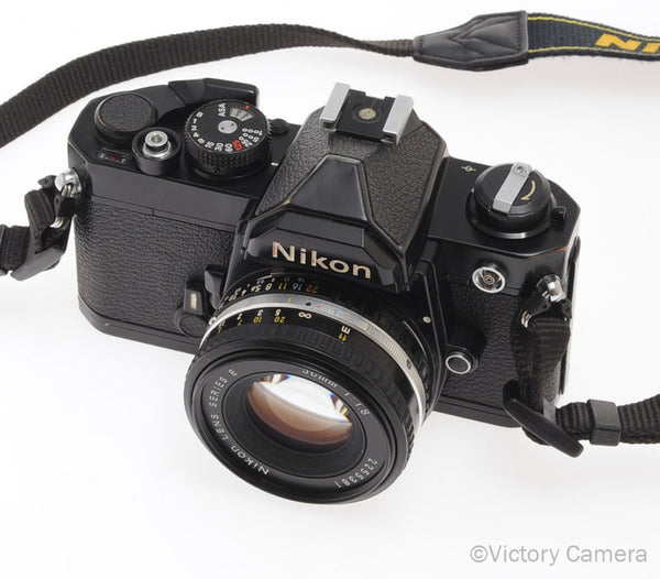 Nikon FM Black 35mm Film Camera w/ 50mm f1.8 AI-s Lens [EXC]