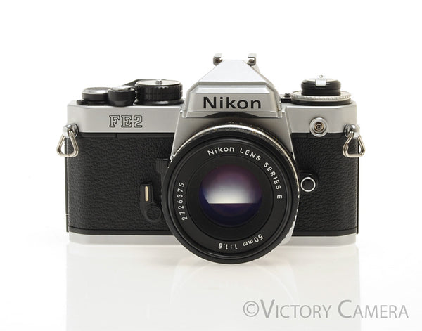 Nikon FE-2 FE2 Chrome 35mm Camera with 50mm f1.8 Lens [EXC+]