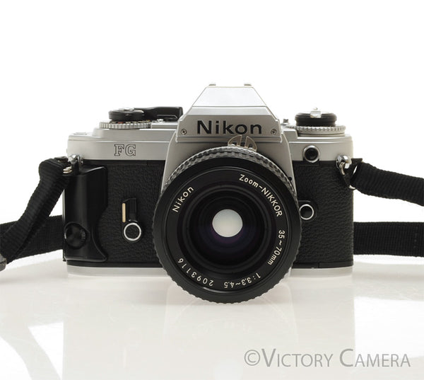 Nikon FG Chrome 35mm Film Camera w/ 35-70mm Zoom Lens [EXC+]