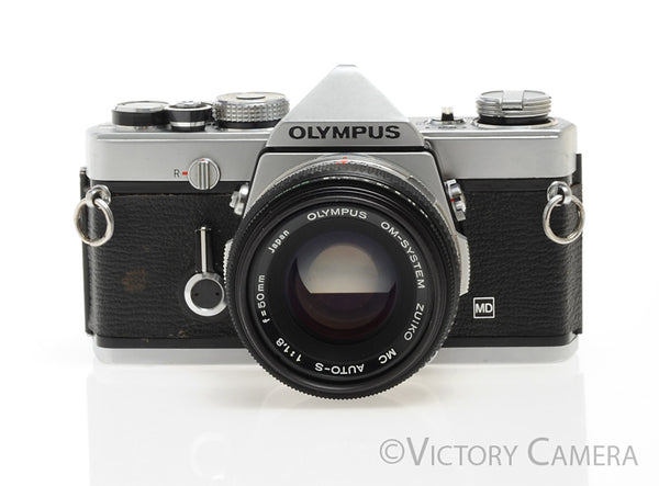 Olympus OM-1 MD Chrome Film Camera Body w/ 50mm f1.8 Lens -New Seals-