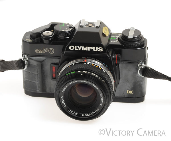 Olympus OM-PC OMPC Black 35mm Film Camera w/ Zuiko 50mm f1.8 Lens [EXC