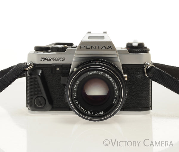 Pentax Super Program Chrome 35mm Film Camera w/ 50mm F2 Lens [EXC-]